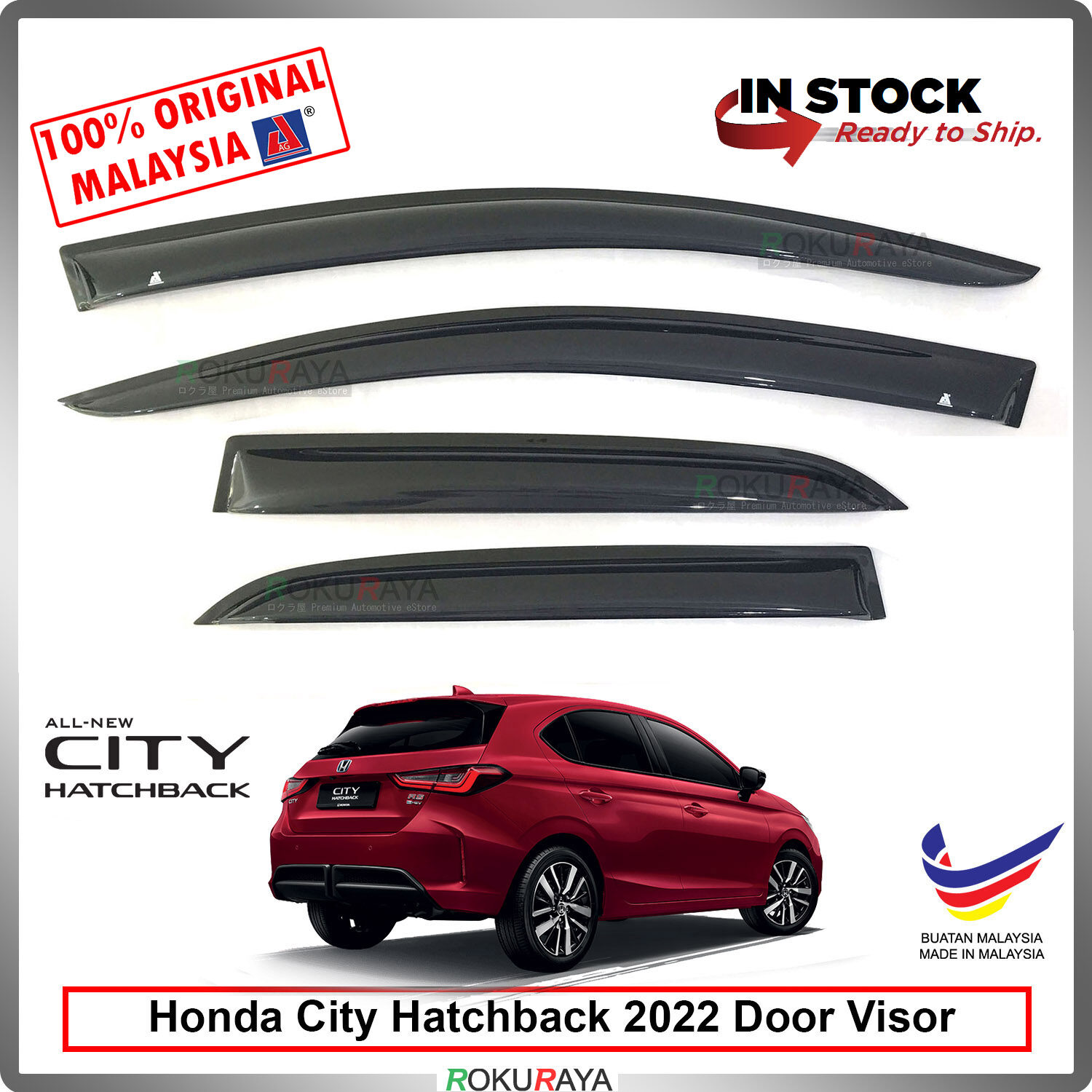 8CM WIDTH Honda City Hatchback 2022 Original AG Rain Door Visor Air Press Wind Deflector Car Accessories Local Lazada Lazada