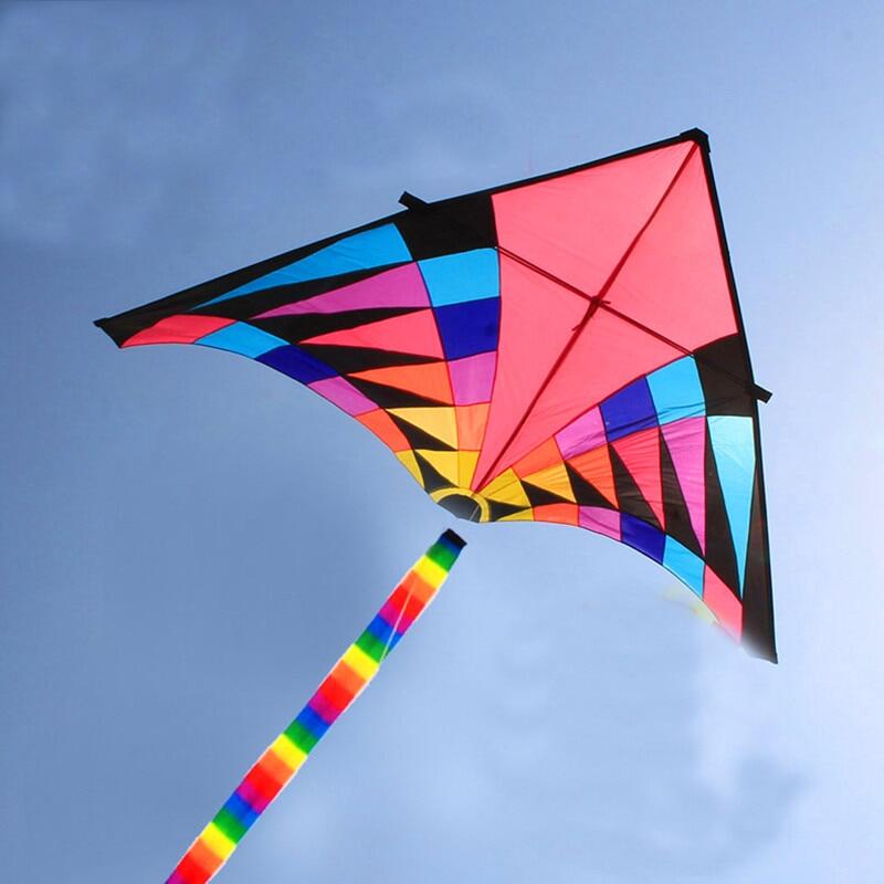 free shipping high quality rainbow kite reel set handle kites tail ...