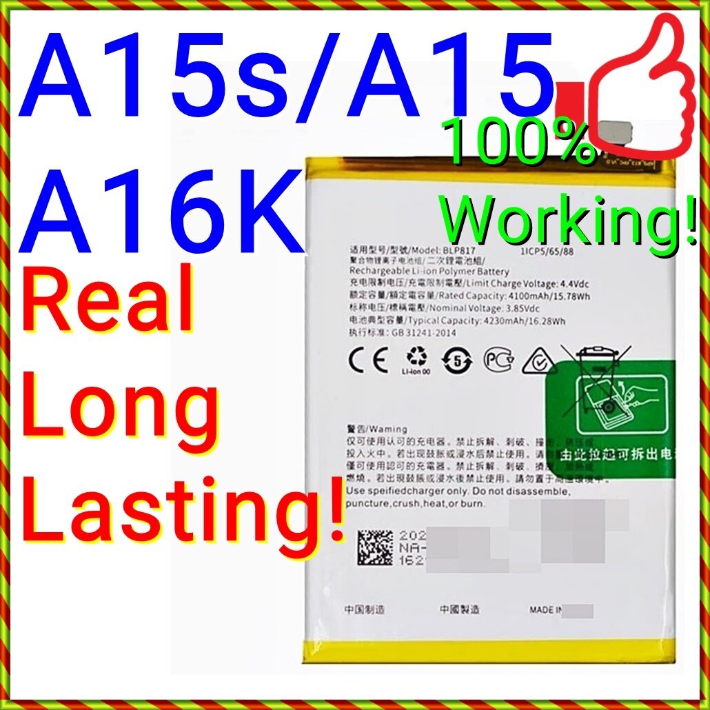 (4230mAh) NEW ORI Long Lasting Stable Battery BLP817 for Oppo A16K ...