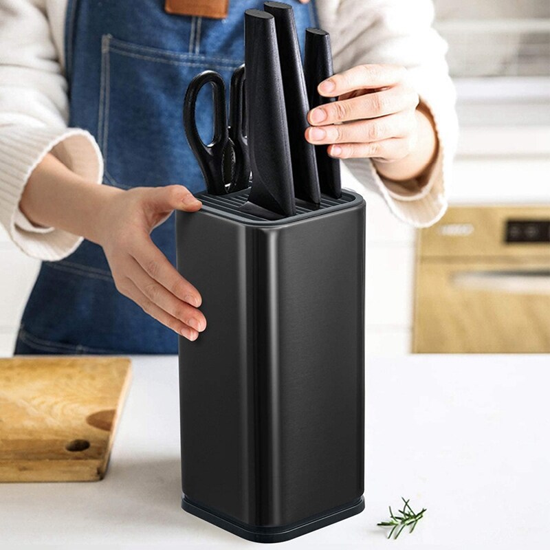 Knife Block,Stainless Steel Universal Knife Holder Without Knives ...