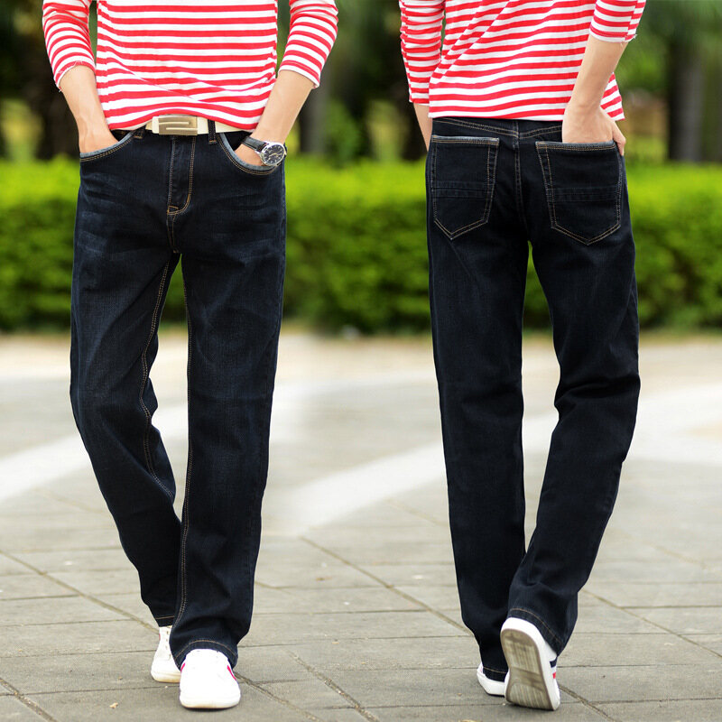 High Stretch Jeans Mens Loose High Waist Fat Guy Plus Size Straight ...