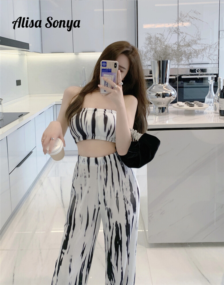Alisa Sonya ชุดฤดูร้อนของผู้หญิง2ชิ้นเสื้อเกาะอกและชุดกางเกง ...