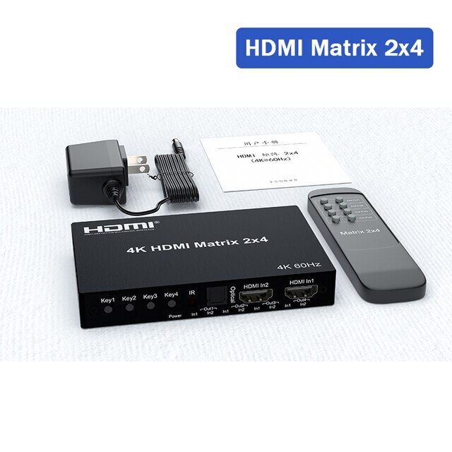 4K 60Hz HDMI 2X4 Switch Splitter 2 out 4 in Splitter Switcher HDMI ...