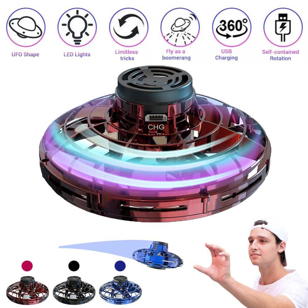 Flying Spinner Mini UFO Induction Flying Toy Hand Operated Roundabout ...