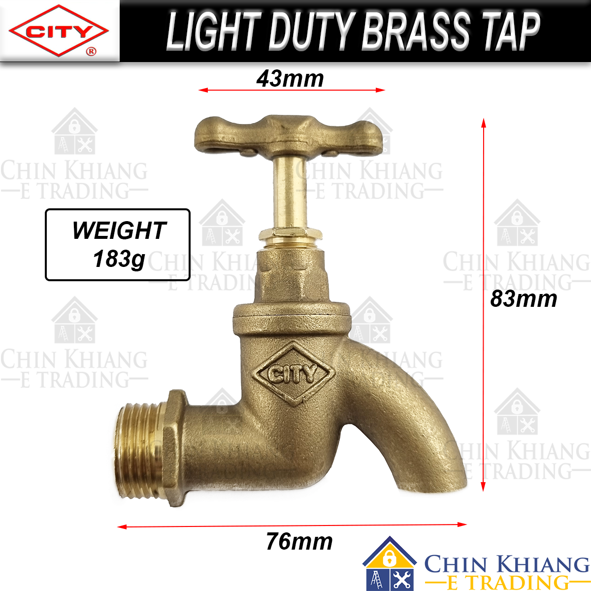 CITY Brass Bib Tap Water Tap Kepala Paip Pili Air ( Light Duty / Heavy ...