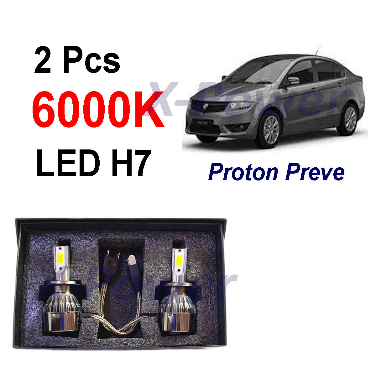 Proton Preve H7 Car LED Headlamp LED Headlight Bulb 2Pcs 6000K xpower ...