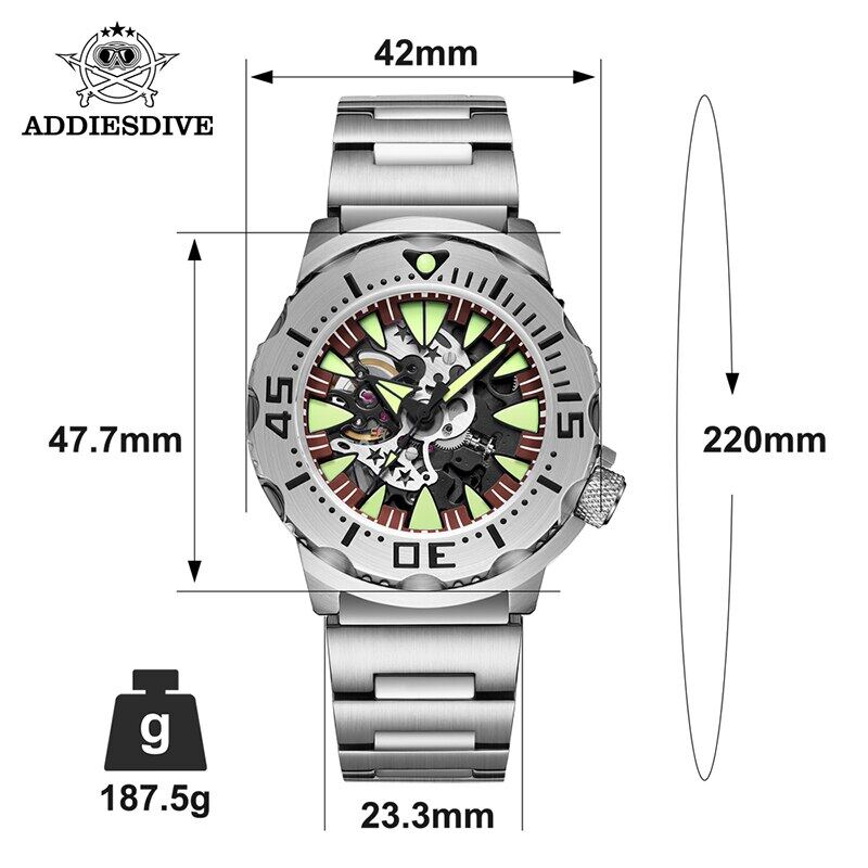 Addiesdive Monster V2 Frost อัตโนมัตินาฬิกาผู้ชาย Nh38A ผู้ชาย ...