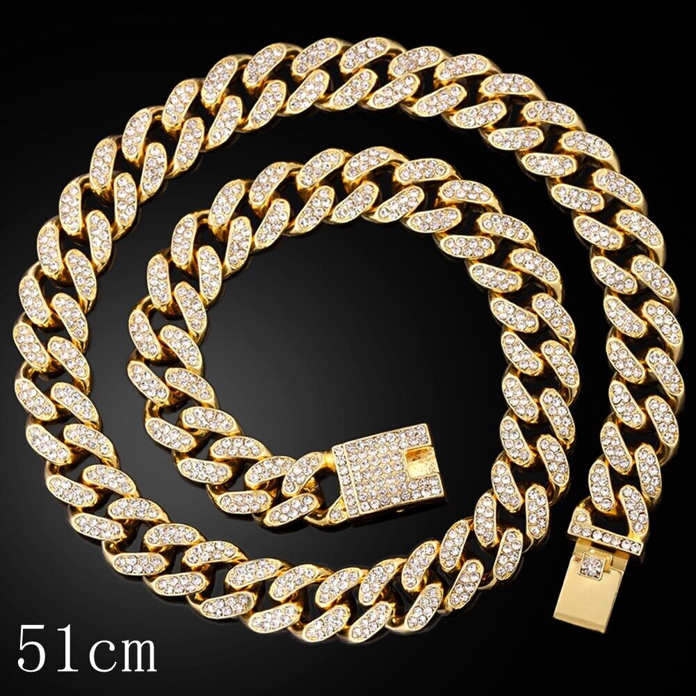 【CW】Men Iced Out Cuban Link Chain Necklace for Men with KING QUEEN ...