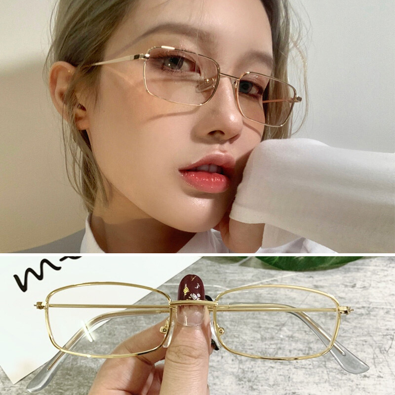 We Flower Korean Fashion Aesthetic Narrow Rectangle Fram Clear Lens ...