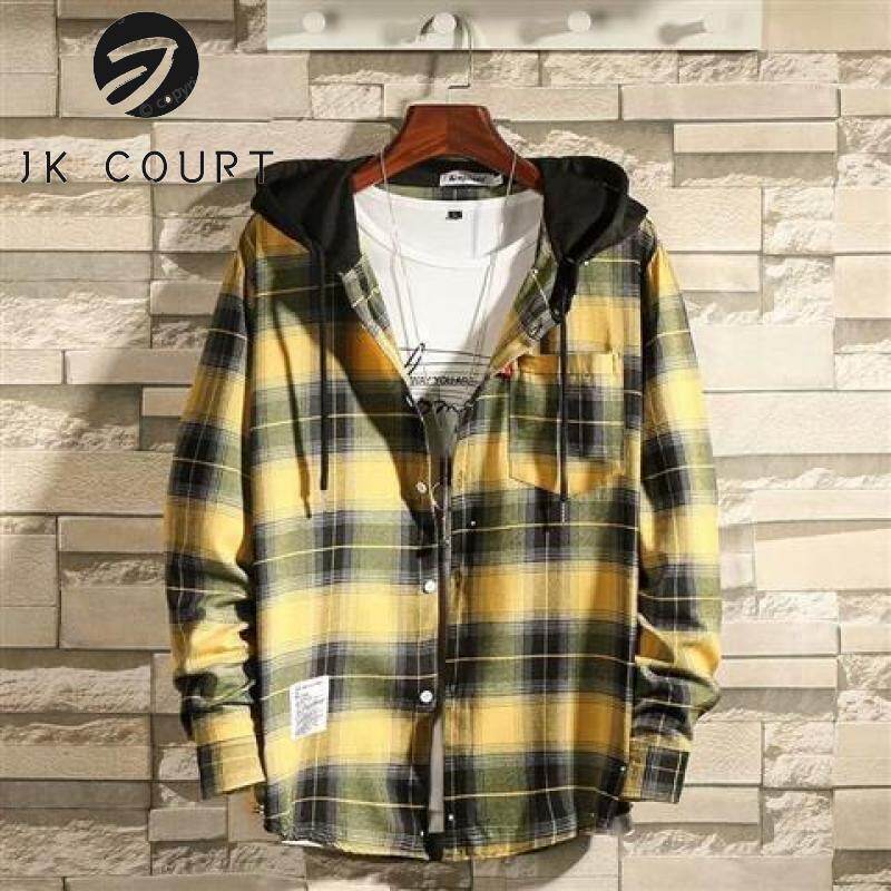 JK Court เสื้อฮู้ดสไตล์ใหม่,เสื้อเชิ้ตลายสก็อตทรงหลวมลำลองสำหรับ ...