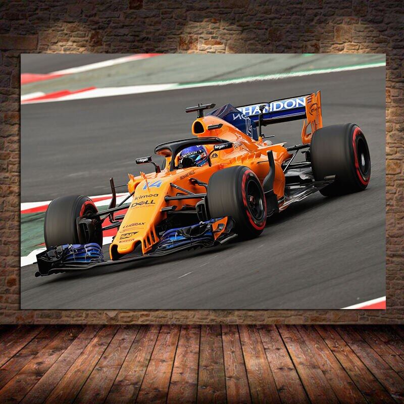 Sportscar ภาพวาดผ้าใบ Fernandos Alonso F1 Raceway สูตรหนึ่งโปสเตอร์กีฬา ...