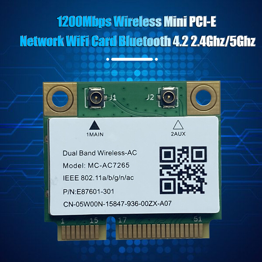 1200Mbps Wireless Mini PCI-E Network WiFi Card Bluetooth 4.2 2.4Ghz ...