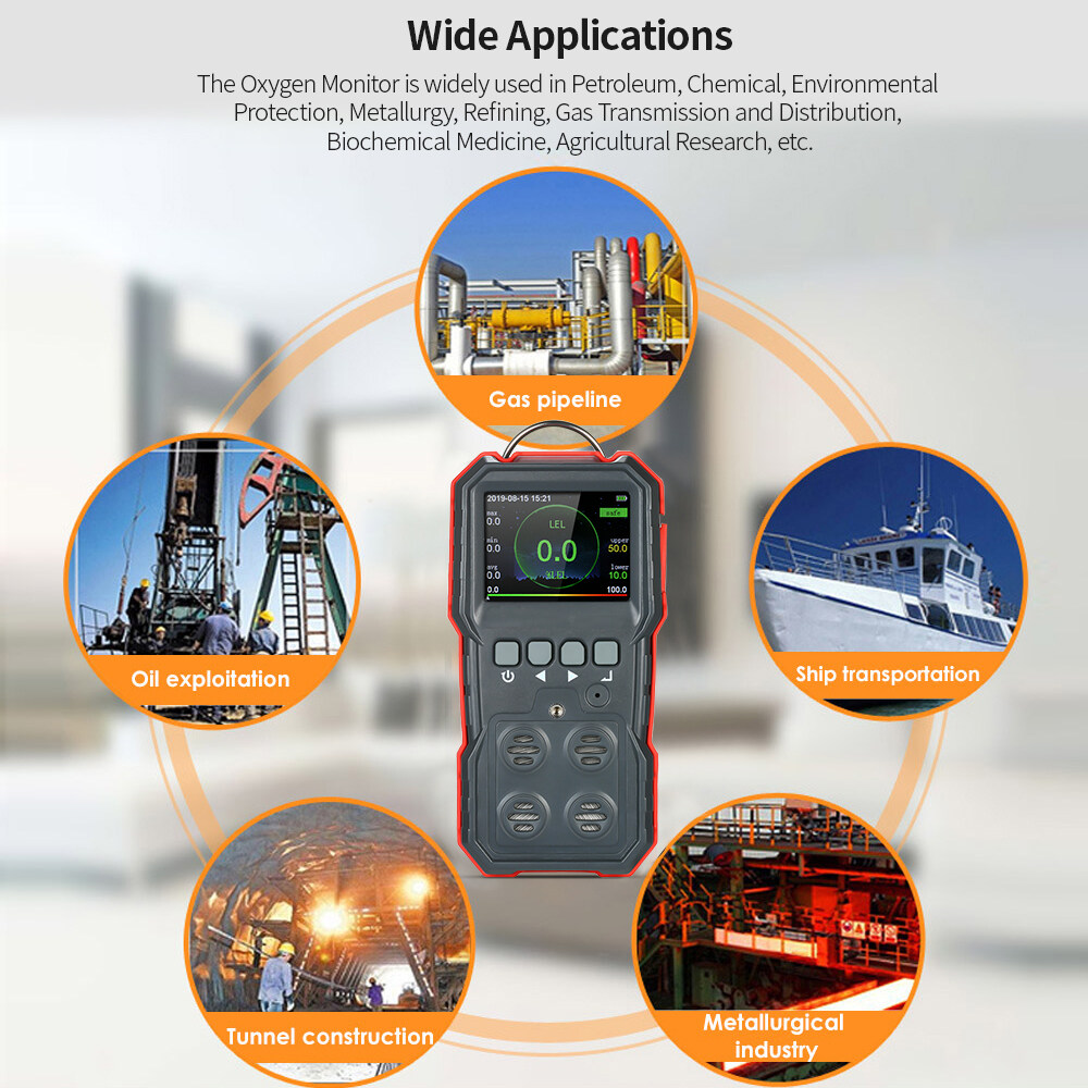 Industrial Digital Handheld 4 in 1 Gas Carbon Monoxide Detector Oxygen ...
