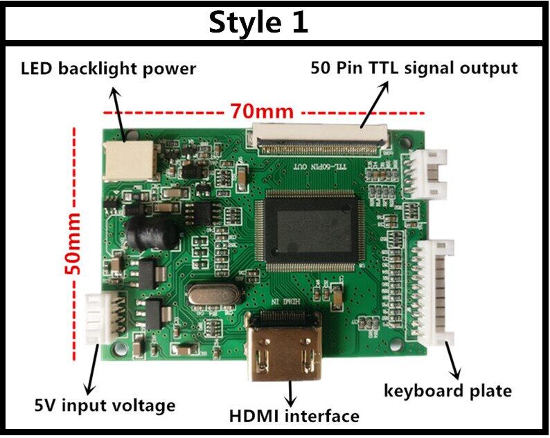 LCD TTL LVDS Controller Board HDMI VGA 2AV 50 PIN for AT090TN10 TN12 20000938-30 Support ...