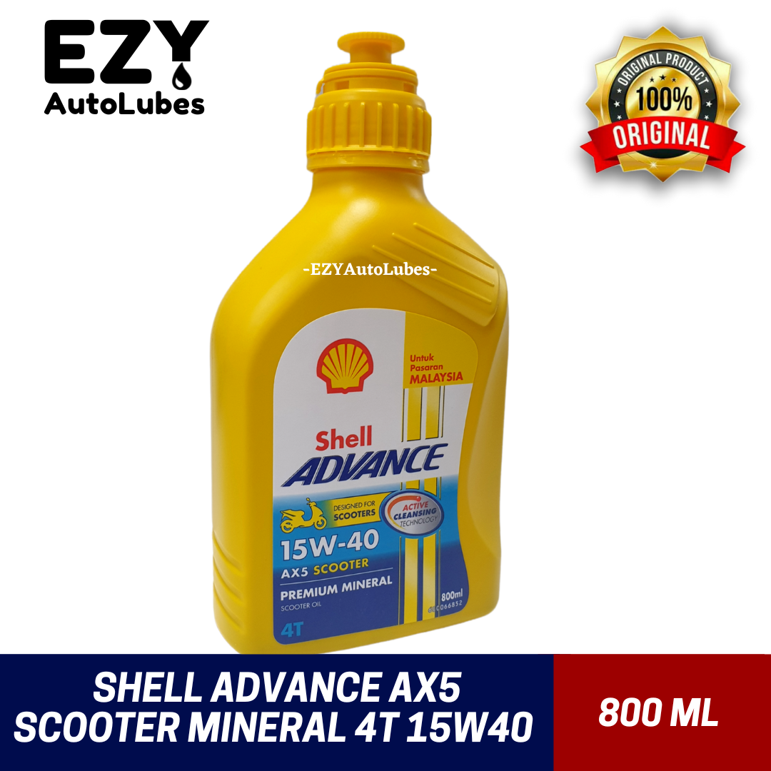 [NEW PACKING] Shell Advance AX5 Scooter 4T 15W40 Mineral 800ml | Lazada