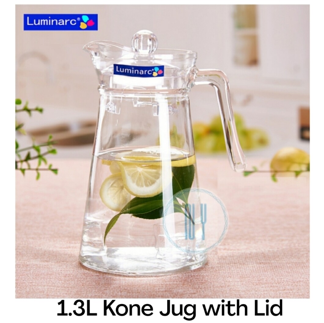 Luminarc ARC Glass Pitcher Kone Jug 1.3 Litre with Plastic Lid Gelas ...