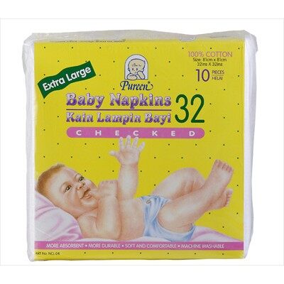 Pureen Baby Napkins XL Checked Cloth Lampin Kain Baby Napkin bayi | Lazada