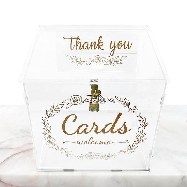 {hot} Acrylic Gift Card Box Wedding Card Box with Lock Money Box Holder ...