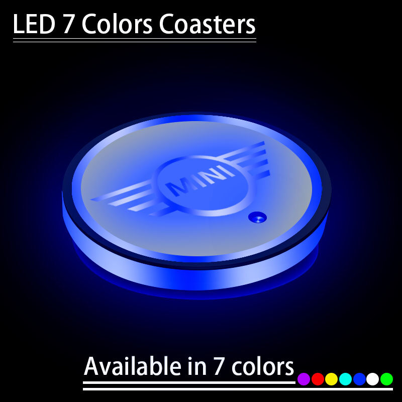 2PCSโลโก้รถอิเล็กทรอนิกส์Luminous Coasterสายชาร์จยูเอสบีแอลอีดีสำหรับ ...