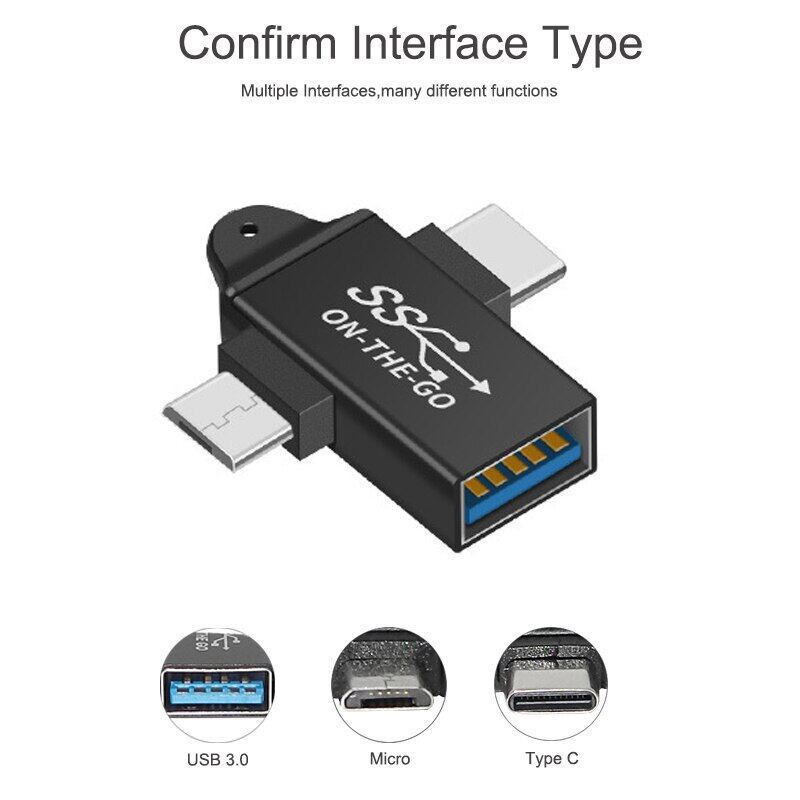 2 in 1 OTG Adapter Type C Micro USB 3.0 OTG Adapter USB 3.0 Data Transmit Converter for Tablet ...
