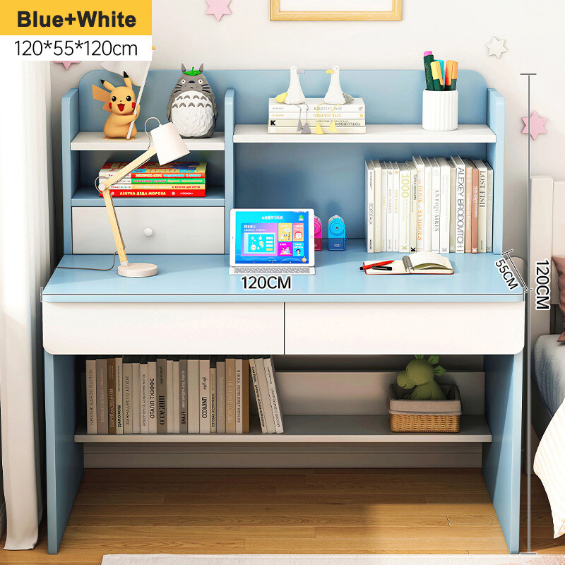 Kids Study Table with drawer Meja belajar Combined Bookcase bookshelf ...