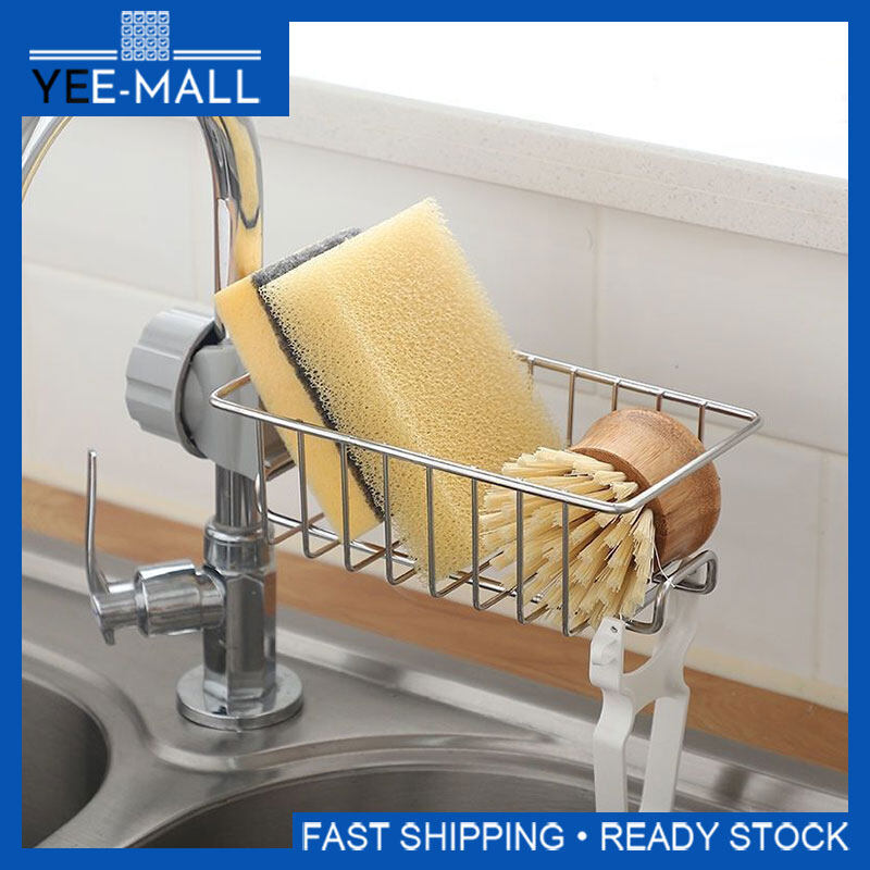 Stainless Steel Faucet Drain Rack Sink Organizer Sponge Towel Soap ...