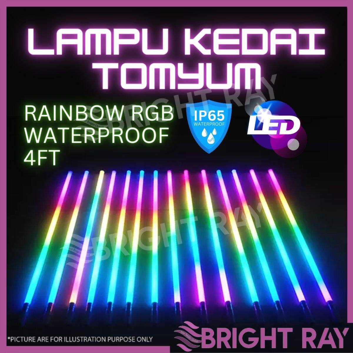 RAINBOW T8 18W 4FT LED Light Lamp Colour Rainbow RGB IP65 Waterproof ...
