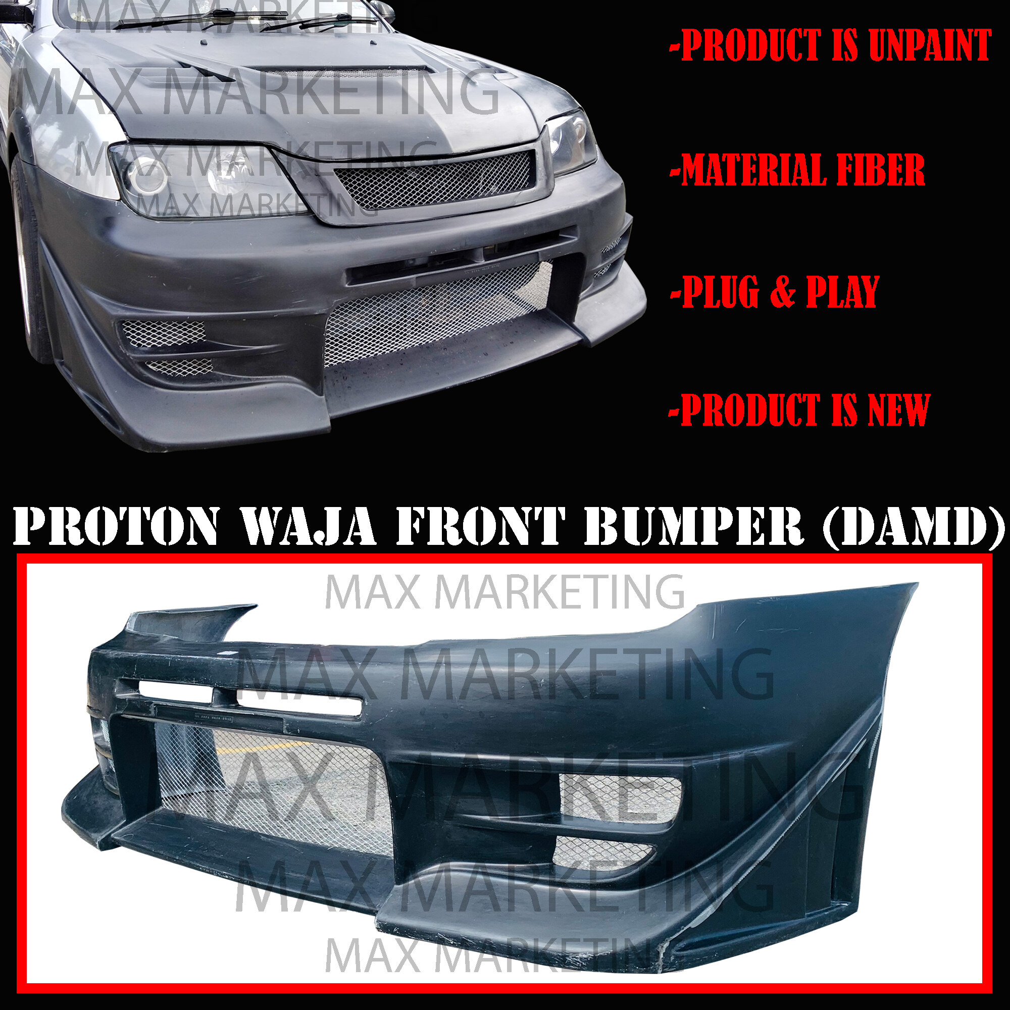 B0919 PROTON WAJA FRONT BUMPER (DAMD) (FIBER) | Lazada