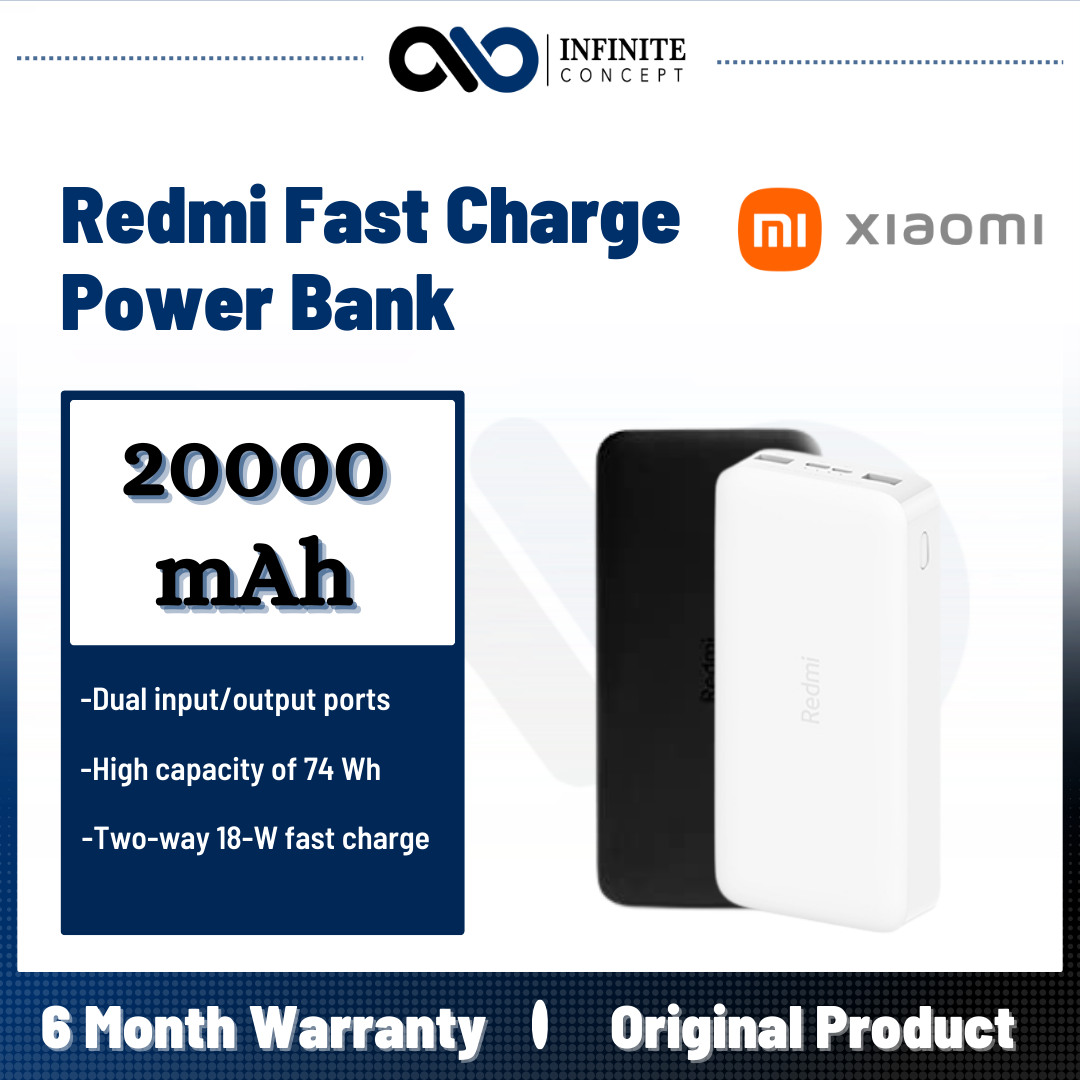 Xiaomi Redmi Fast Charge Power Bank 20000mAh | Dual input ports | Dual ...