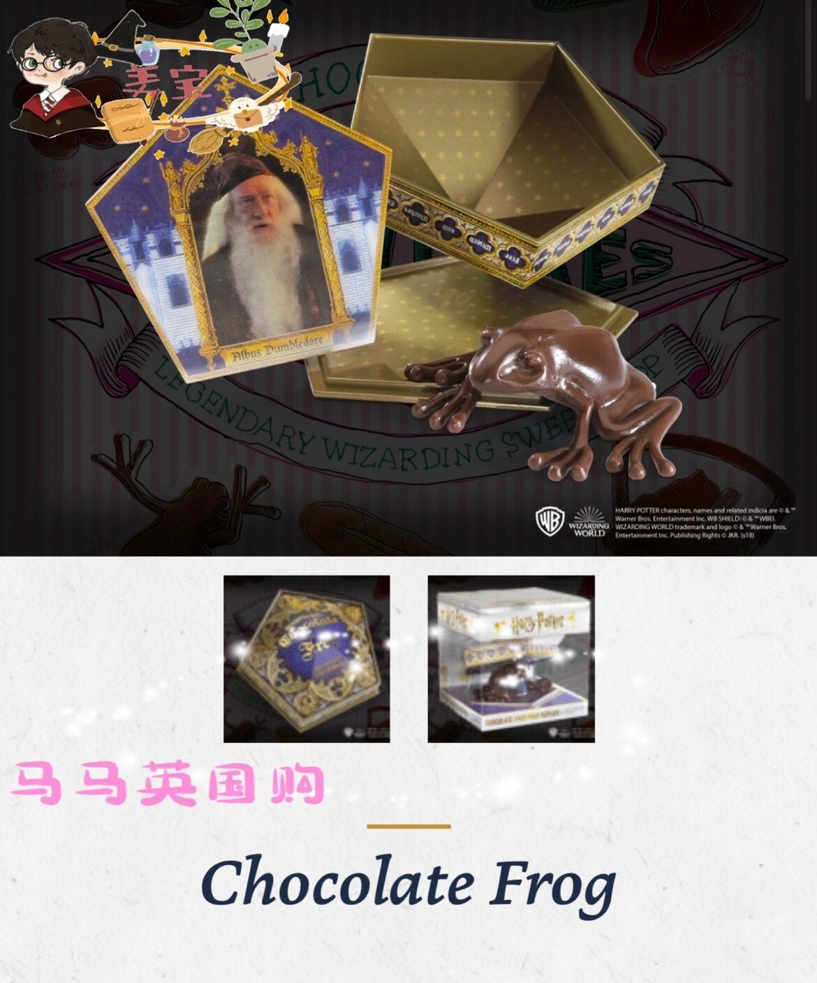 British noble collection Harry Potter movie surrounding chocolate frog ...