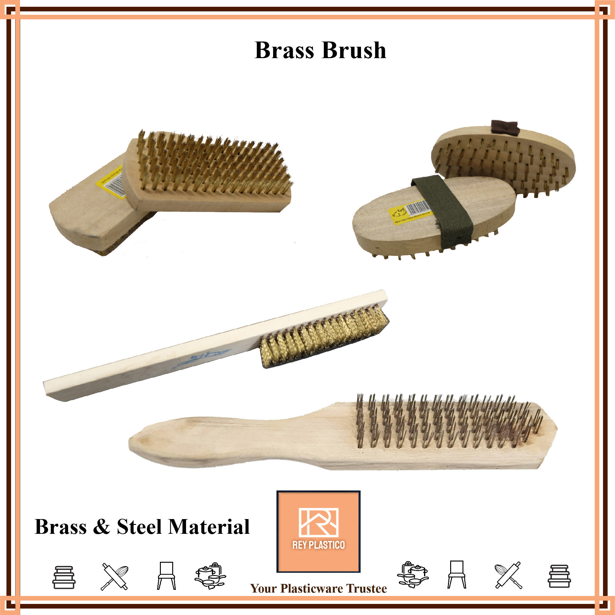 Hard Brass Wired Brush / Berus Dawai Tembaga/Berus Bulat Lantai Besi ...
