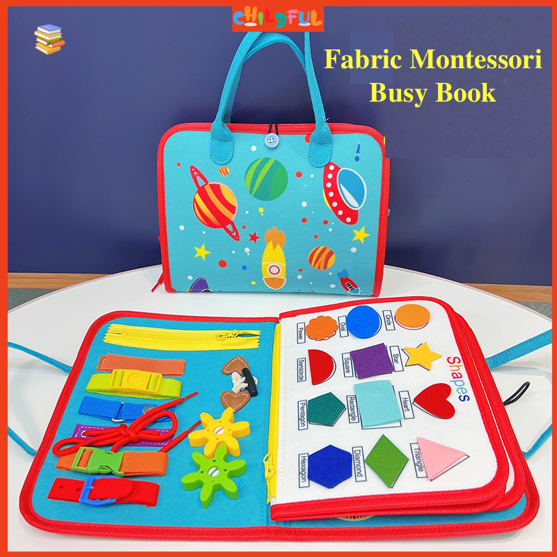 CHILDFUL Fabric Busy Book Premium Montessori Busy Book Quiet Book ...