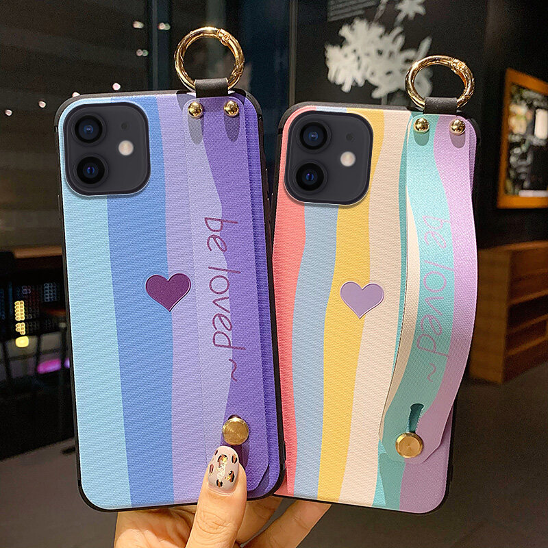 สายรัดข้อมือสายรุ้งเคสโทรศัพท์ Realme 7 Pro Realme6 5 Pro 6i 5i C17 C15 ...