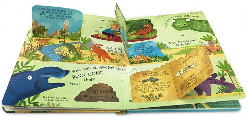 Usborne LIFT-The-FLAP ข้อสงสัยและคำตอบเกี่ยวกับไดโนเสาร์ภาษาอังกฤษเด็ก ...