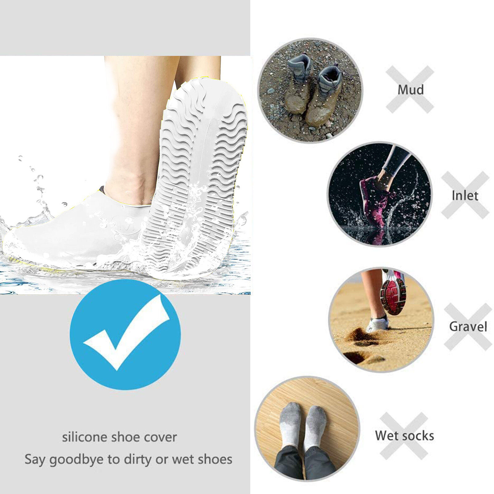 Hot Anti-Slip รองเท้าน้ำยางใช้ซ้ำได้กันน้ำ Rain Boot รองเท้าขนาดใหญ่ ...