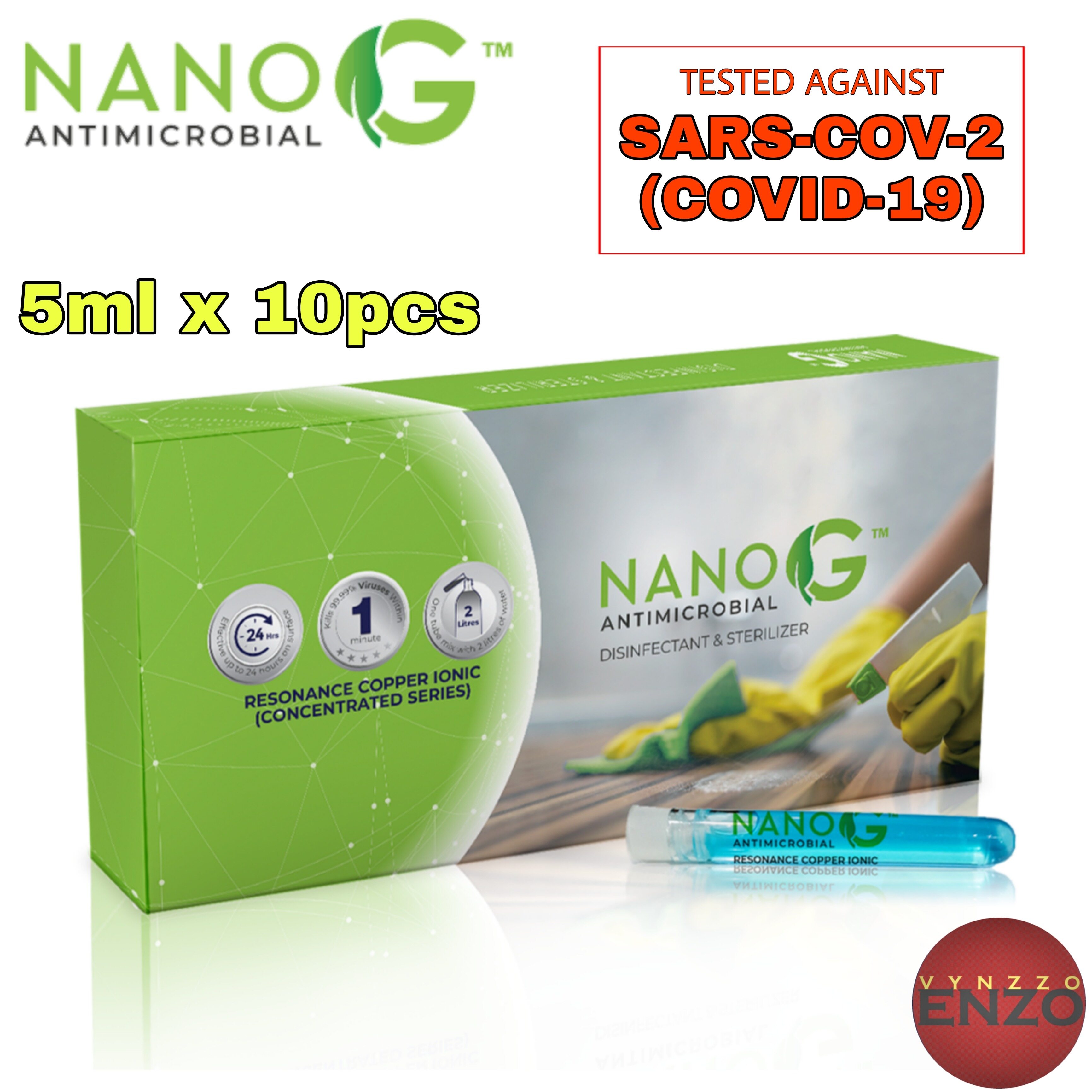 Nano G Antimicrobial Disinfectant & Sterilizer Resonance Copper Ionic (Concentrated Series) (5ml ...