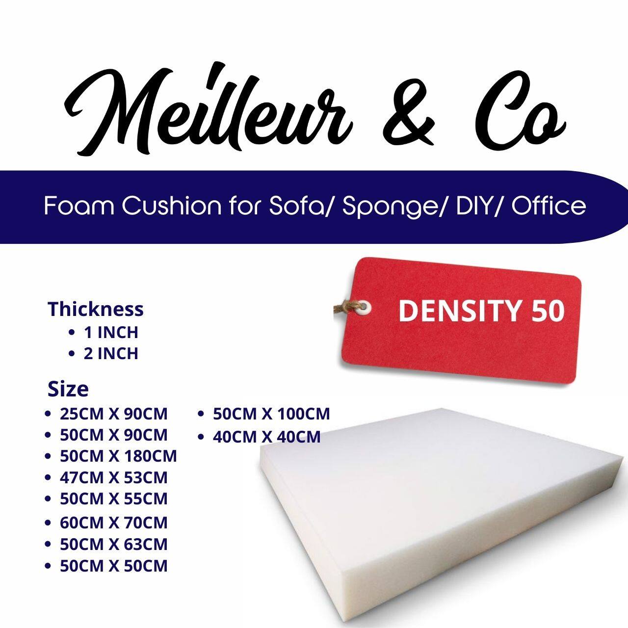 Meilleur Foam Density 50 (1Inch or 2Inch) Variety Size | Lazada