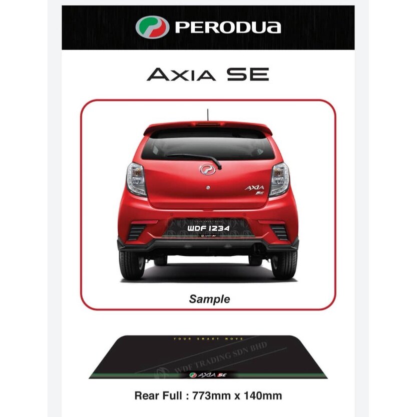 Ready stock Perodua Axia SE Acrylic Kereta Plat Nombor Papan belakang ...