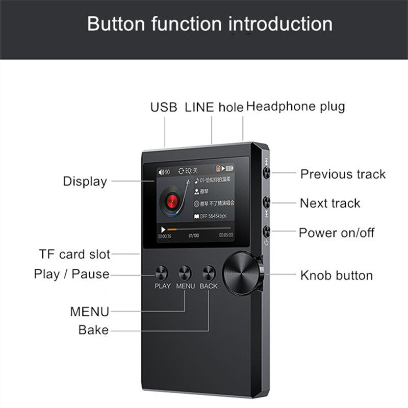FAAEAL S5 MP3 Player Hifi Stereo Lossless Lecteur Music MP3 Player Portable Metal MP3 Player ...