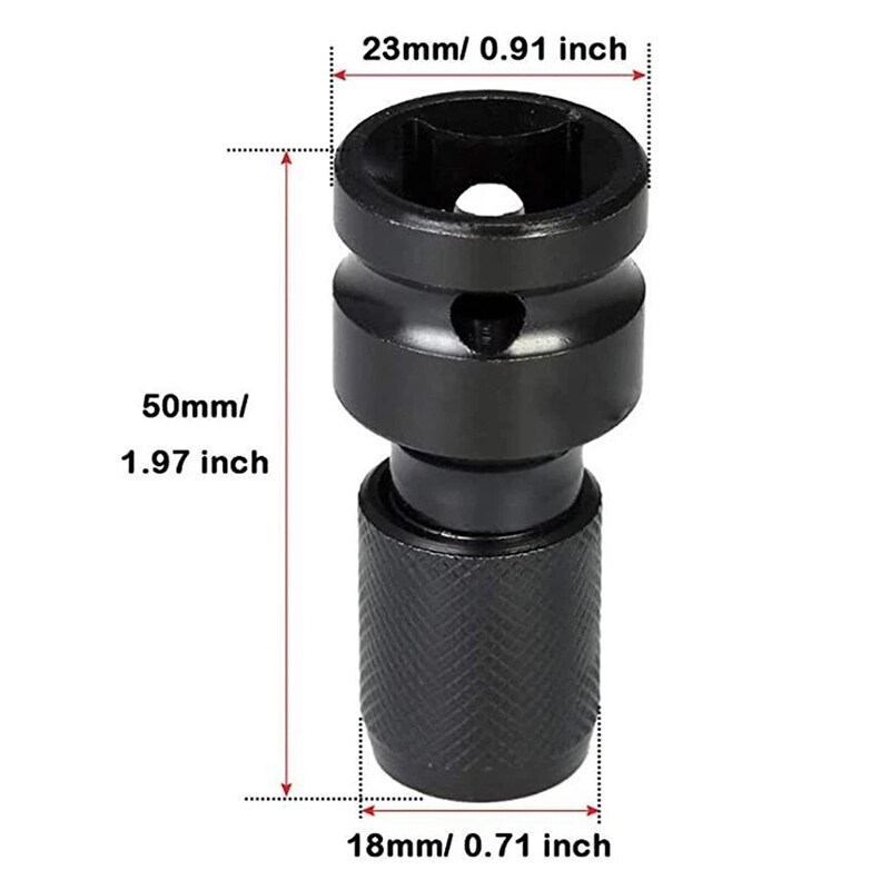 1/2" Square to 1/4" Hex Shank Socket Adapter Quick Release Drill Chuck ...