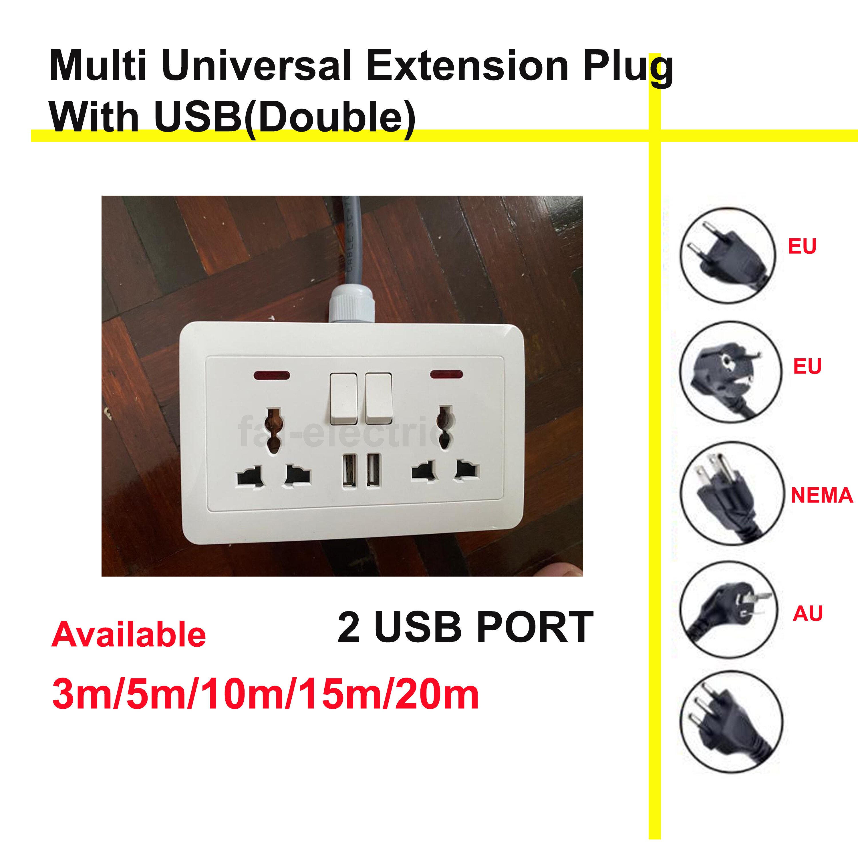 13A MULTI UNIVERSAL PLUG EXTENSION WITH USB (SINGLE GANG) | Lazada