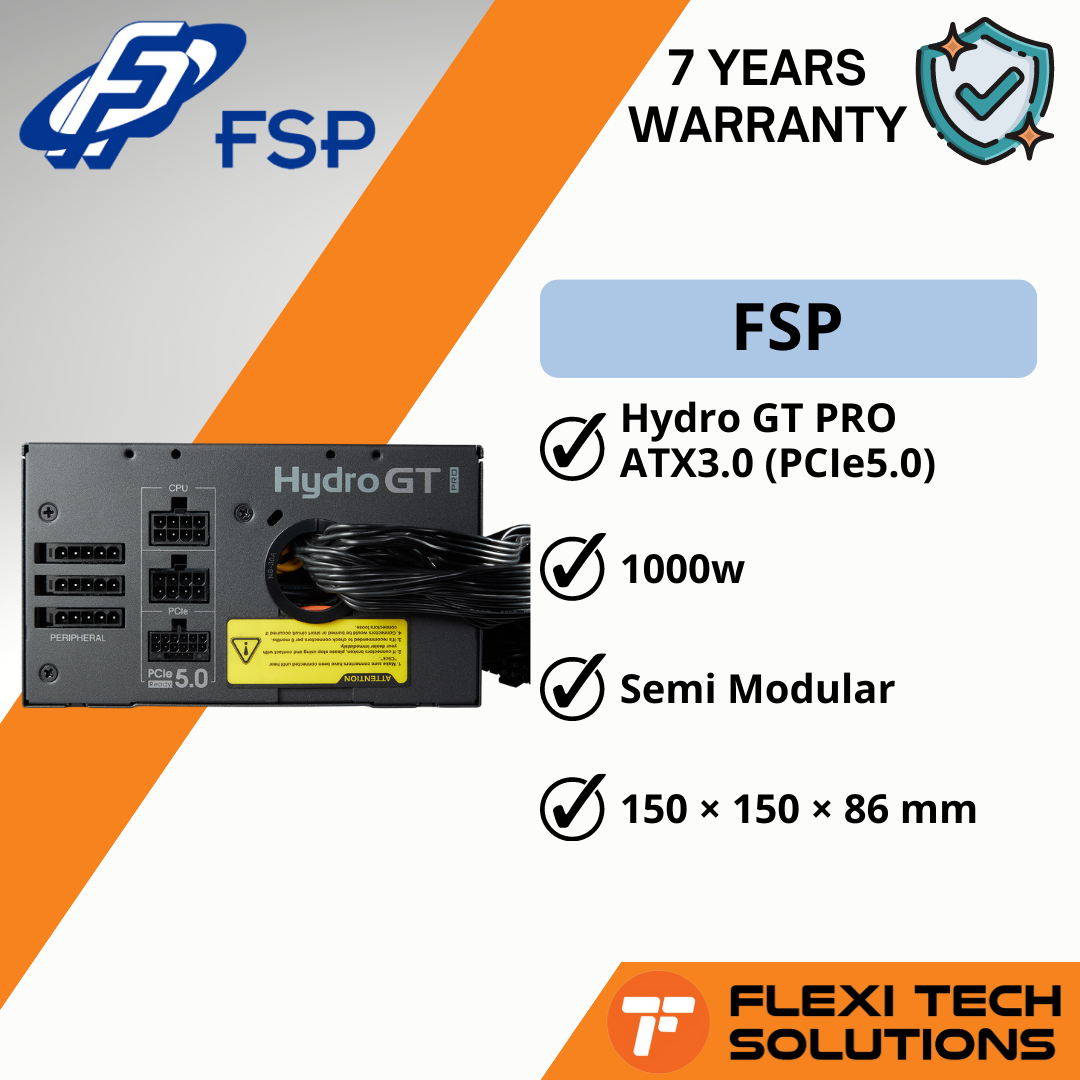 Flexi Tech FSP Hydro GT PRO ATX3.0 (PCIe5.0) 1000W / 850W Gold Semi ...