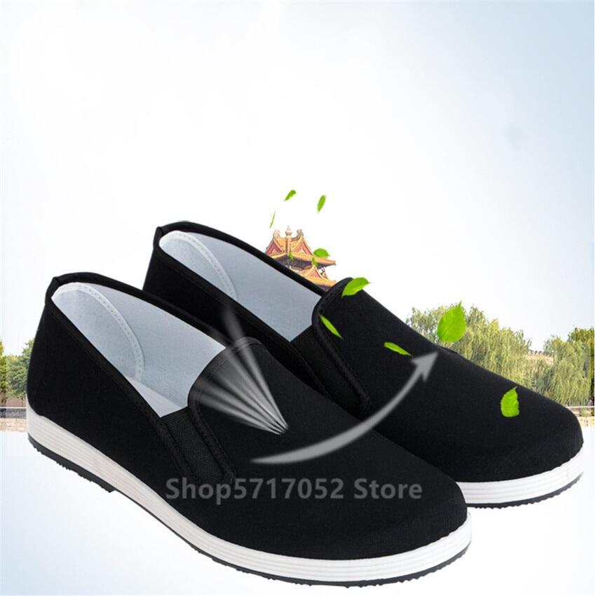ขนาด34-47รองเท้าสีดำจีนแบบดั้งเดิม Kung Fu Flats Bruce Lee คอสเพลย์ ...