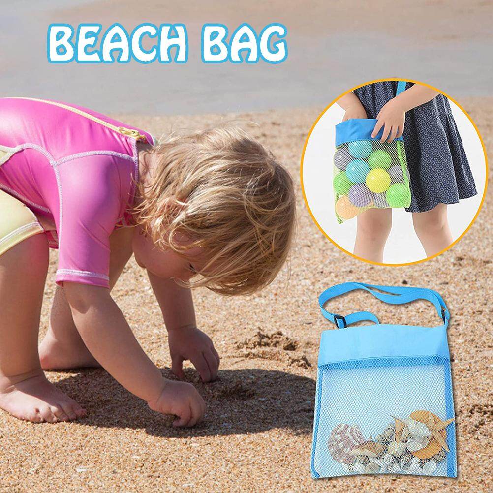 Colorful Mesh Beach Bags for Kids Portable Sand Away Beach Treasures ...
