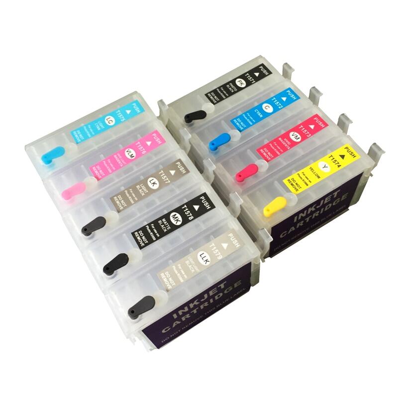13PCS 9 COLORS T157 Refillable Ink Cartridges For Epson Stylus Photo ...