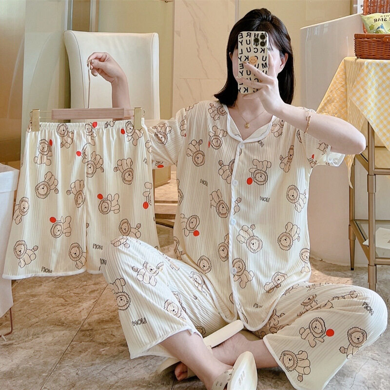 Set 3 in 1 Tidur Wanita Pyjamas Women Korean Style Colourful Flower ...