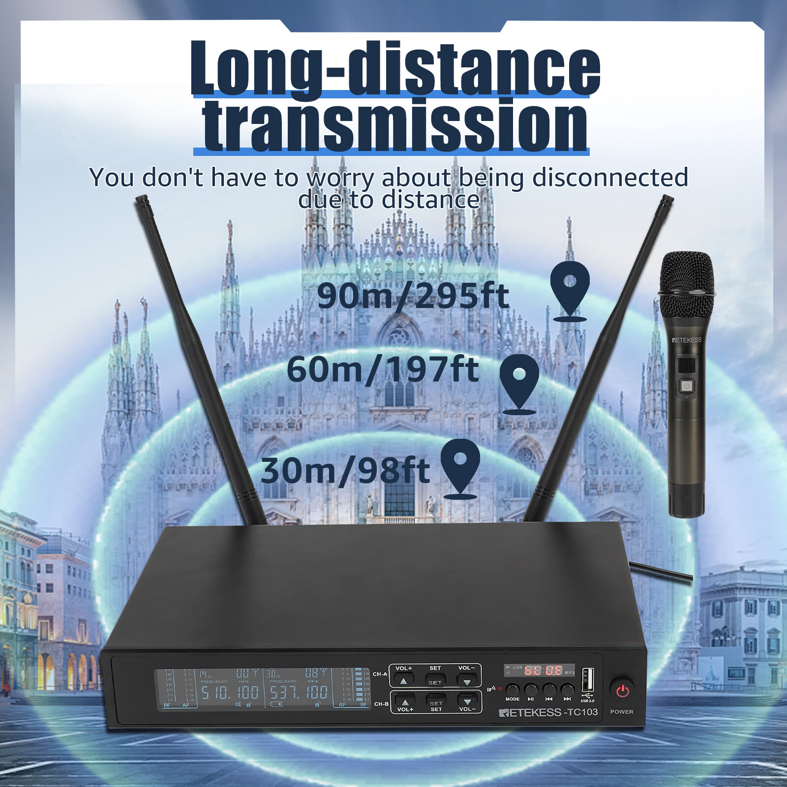 RETEKESS TC103 UHF Wireless Multimedia Microphone System Support ...