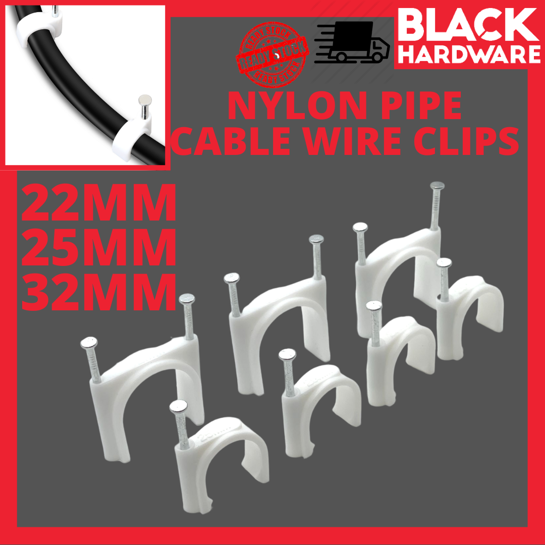 BLACK HARDWARE PVC Klip Kabel Nylon Plastic Cable Pipe Clip 20mm Wall ...