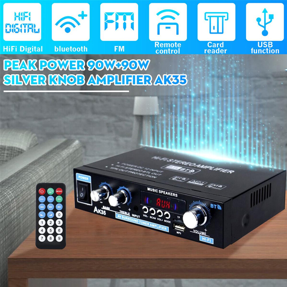 AK35 Bluetooth HiFi Stereo Audio Power Amplifier with USB TF RCA AUX ...