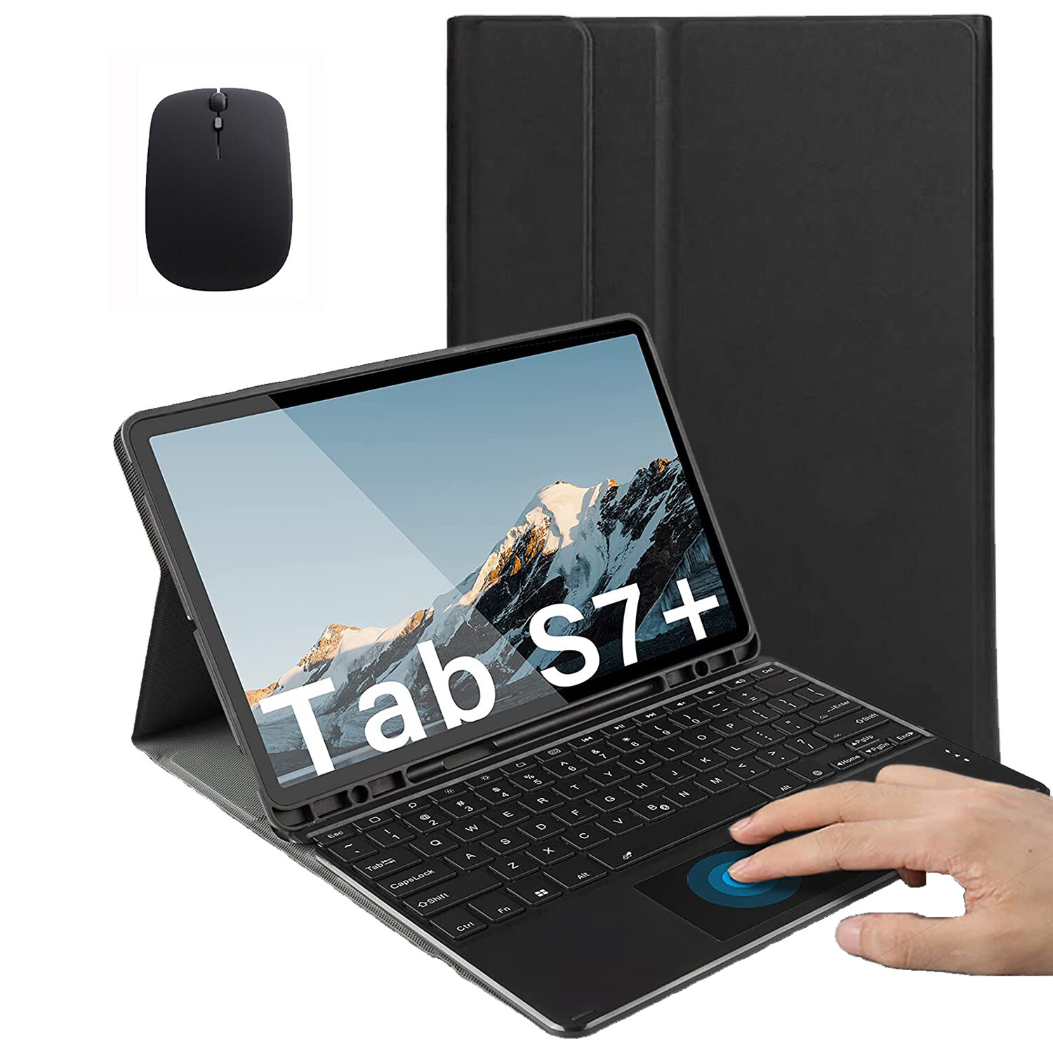 Backlit TouchPad Keyboard Case with Mouse for Tab S8 Plus 2022, Tab S7 ...